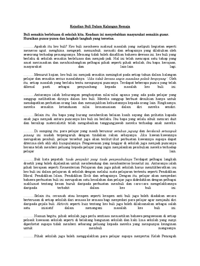Punca dan Langkah Atasi Buli Remaja | PDF | Gaya Hidup