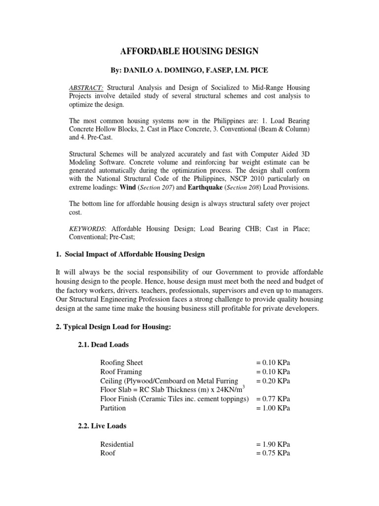 Affordable Housing Design in the Philippines | PDF | Framing ...