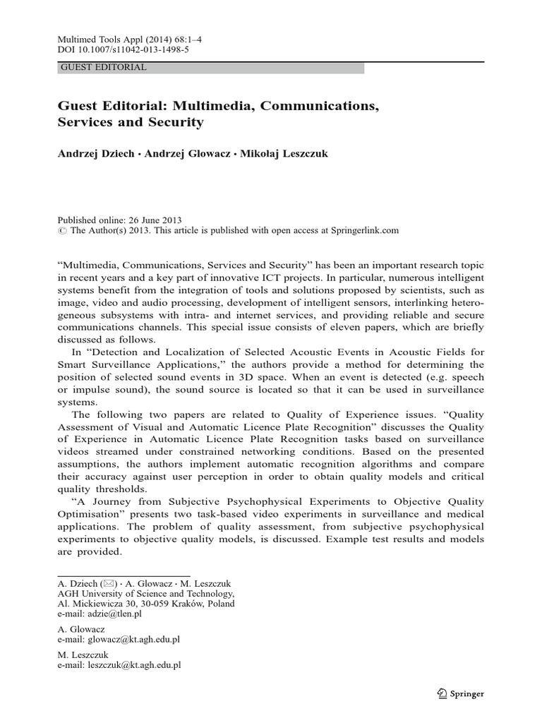Guest Editorial - Multimedia, Communications | PDF | Telecommunication ...