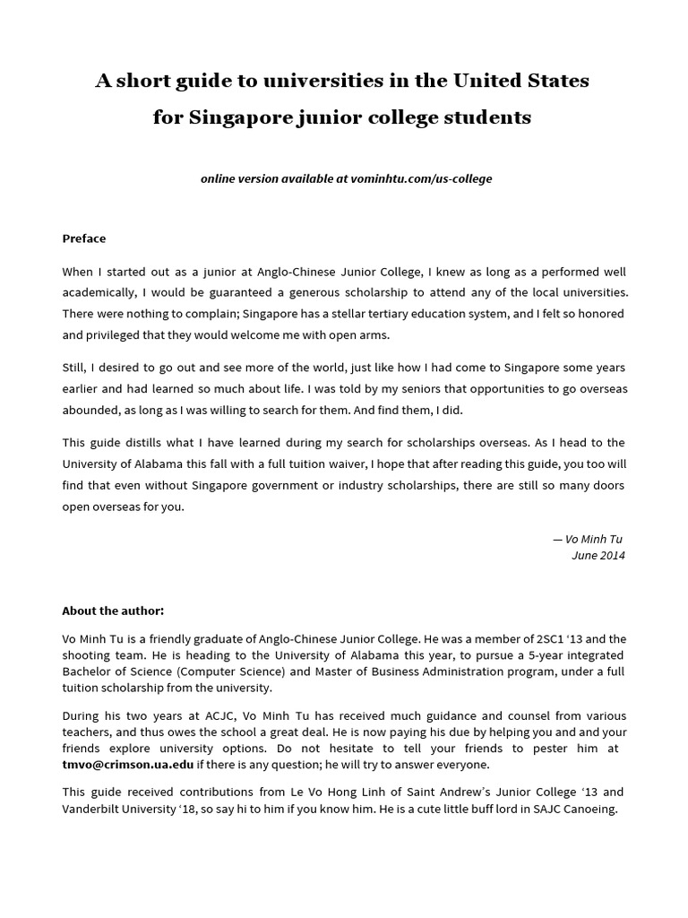 US University Guide For JC Students | PDF | Student Financial Aid In ...