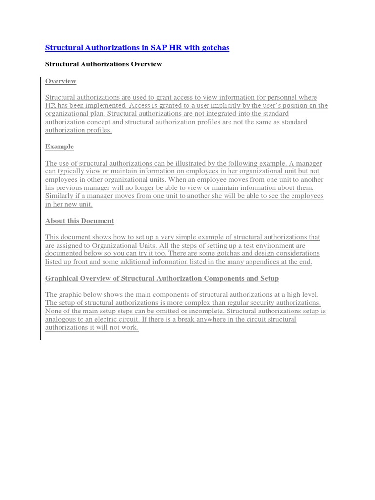 Structural Authorizations in SAP HR With Gotchas | PDF | Superuser | Authentication