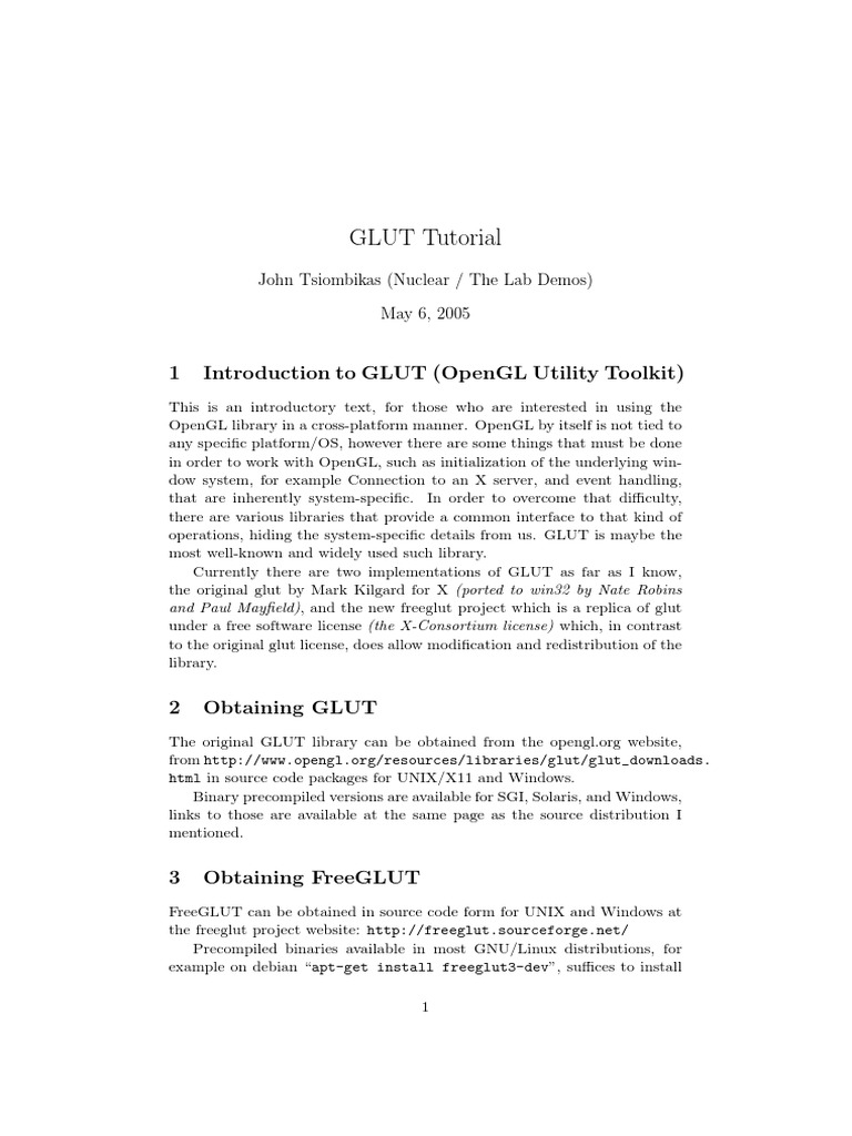 GLUT and FreeGLUT Setup Guide | PDF