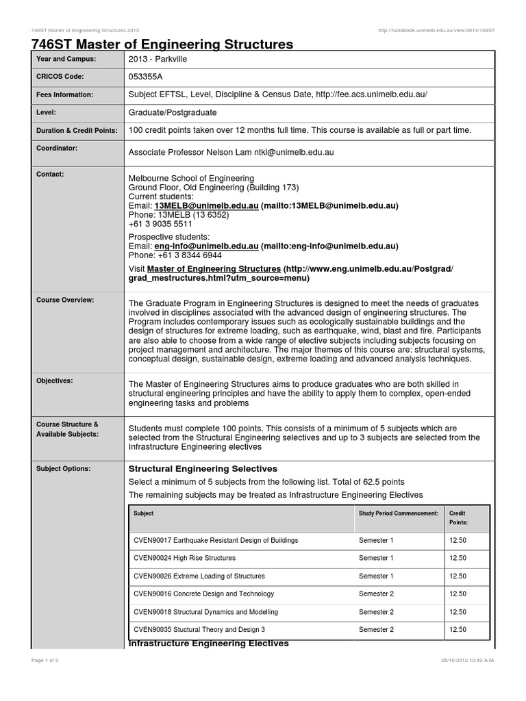 Master of Engineering Structures: A Graduate Program in Advanced ...