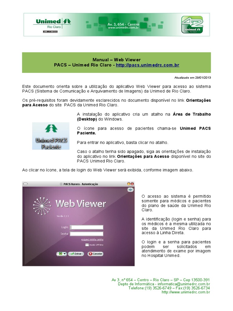 Manual Web Viewer PACS Unimed | PDF | Tecnologia digital | Informática