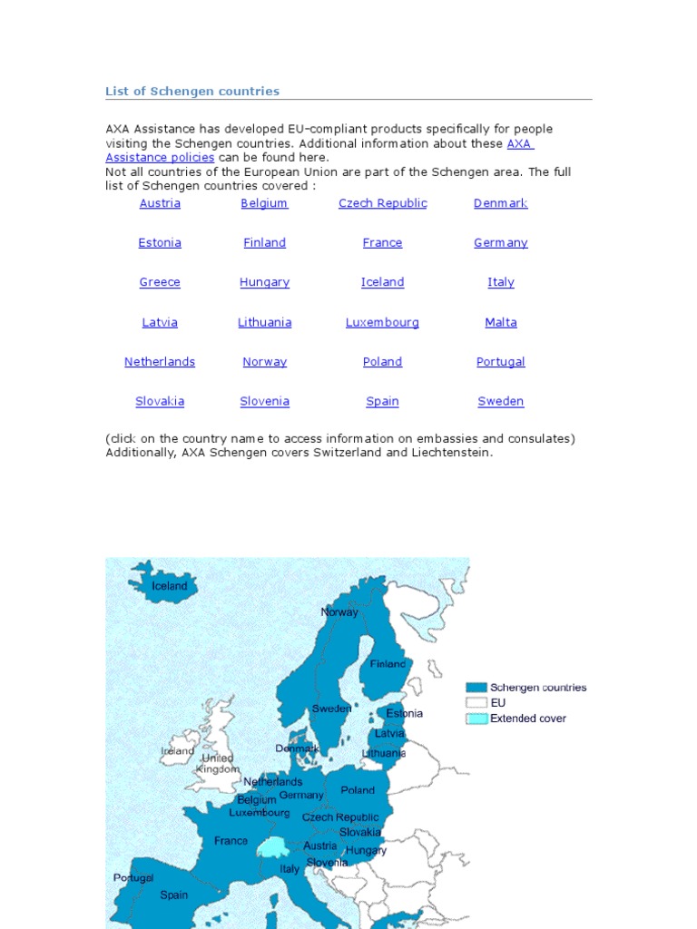 Schengen Countries List 2024 | PDF | Europe Travel | International ...