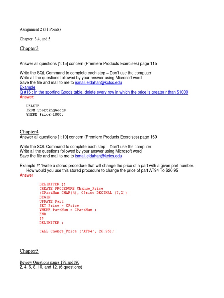 SQL Assignment for Students | PDF