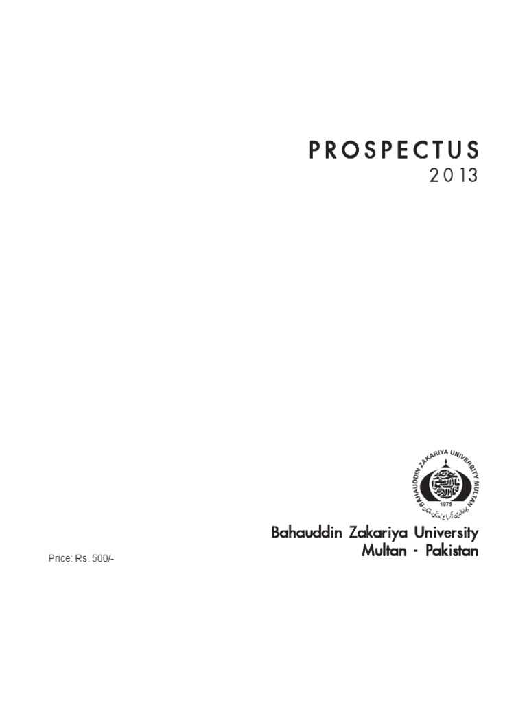 BZU Prospectus 2013 | PDF | Bachelor Of Science | Academia