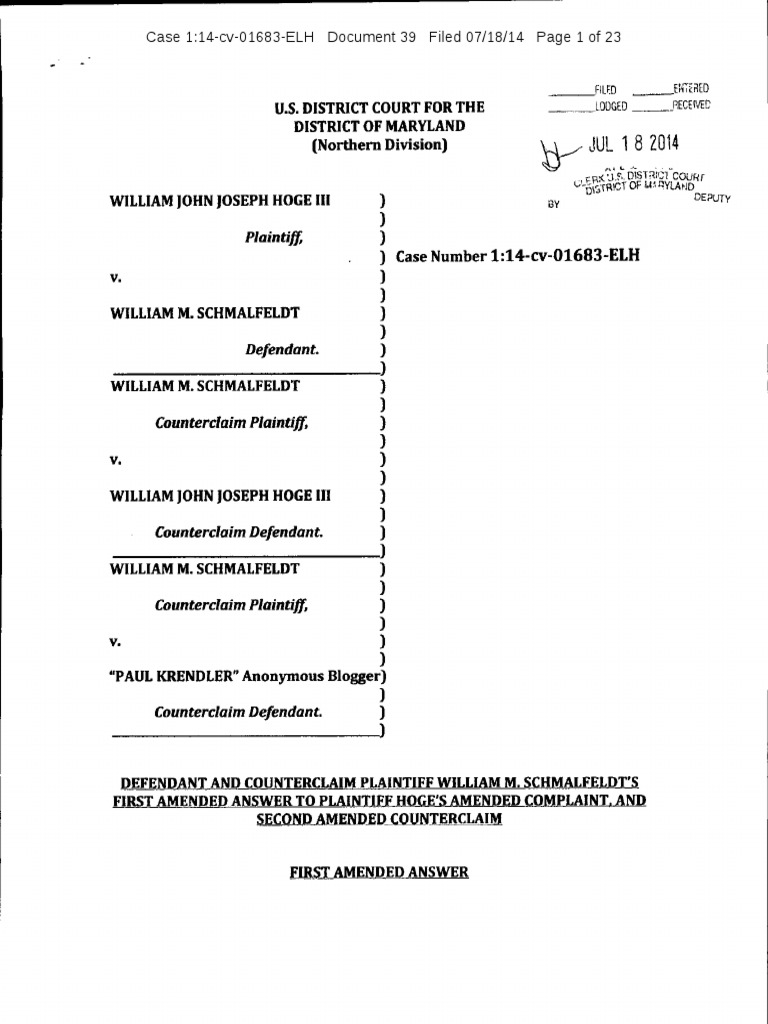 Defendant and Counterclaim Plaintiff's First Amended Answer to ...