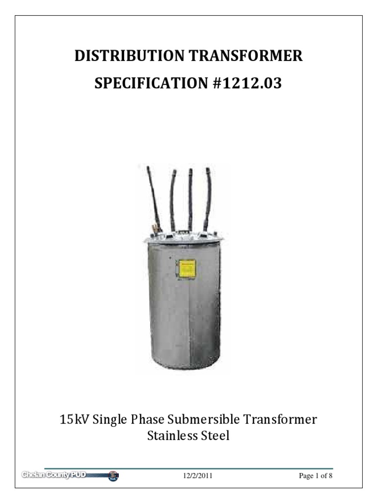 1212.03 15kV Submersible Transformer Specification | PDF | Transformer ...
