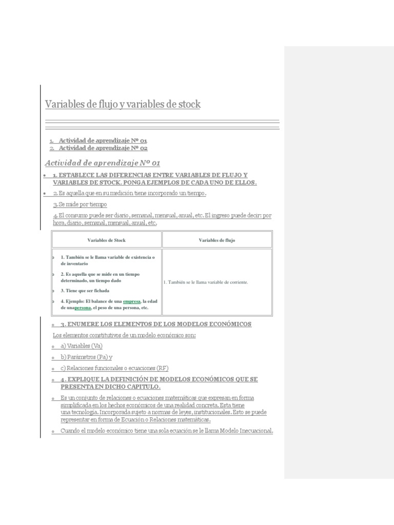 Variables de Flujo y Variables de Stock | Bienes | Macroeconomía