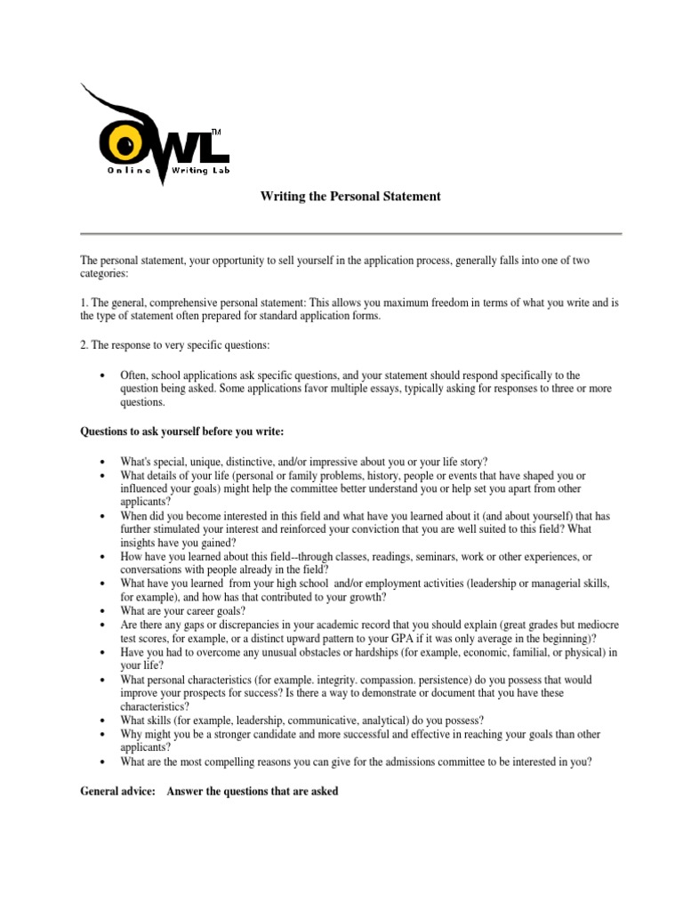 Crafting an Effective Personal Statement | PDF | Essays | Grading ...