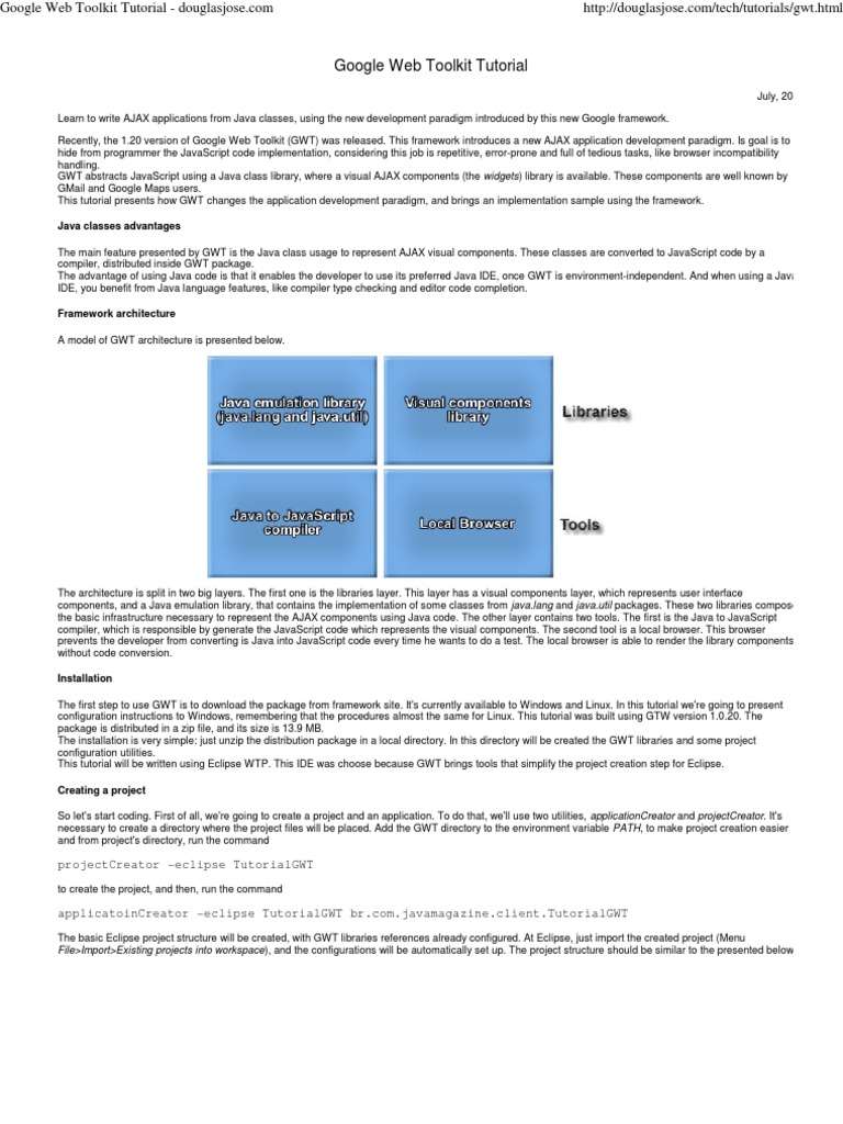 Google Web Toolkit Tutorial | PDF | Eclipse (Software) | Ajax (Programming)