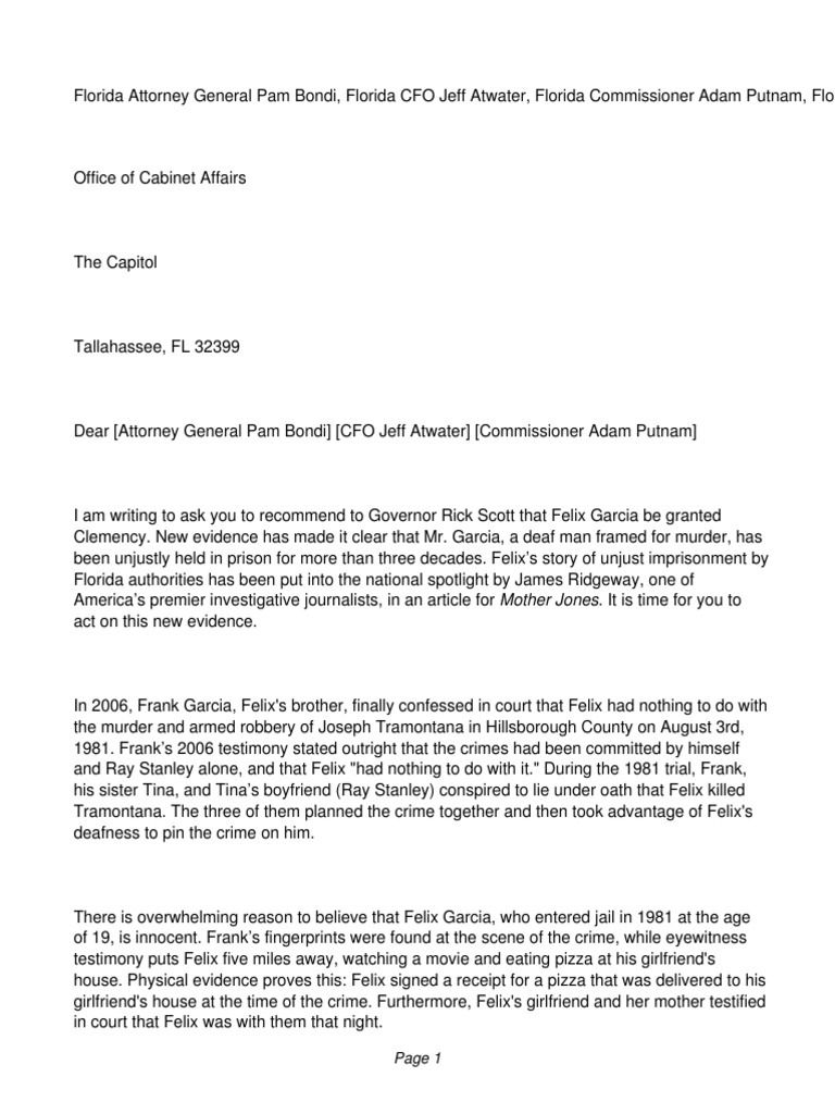 Felix Garcia Should Be Granted A Full Pardon 071714 | PDF | Pardon | Virtue