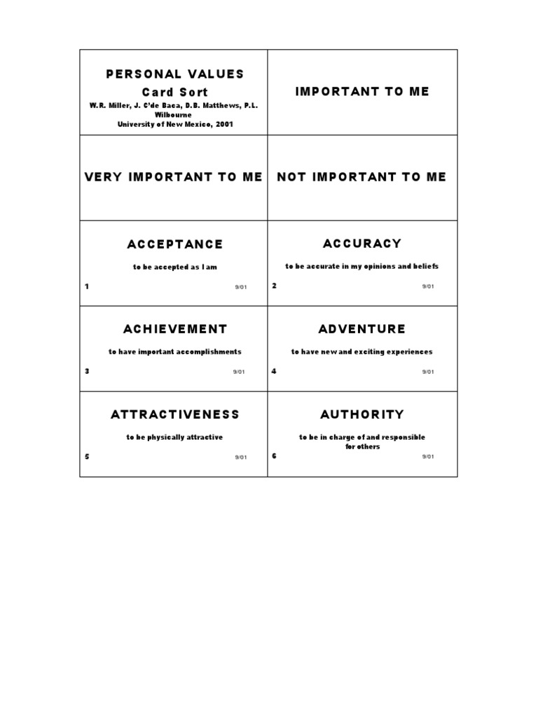 Personal Values Card Sort | PDF | Friendship | Ethical Principles Personal Values Card Sort | PDF | Friendship | Ethical Principles