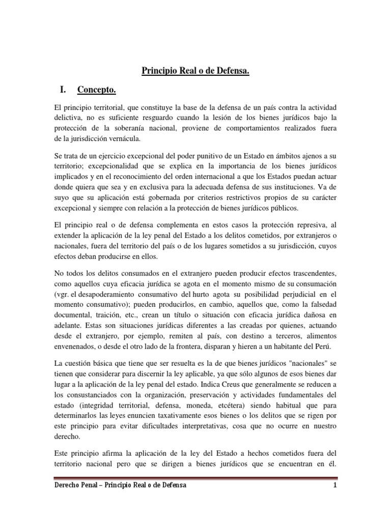 Principio Real o de Defensa | PDF | Delito | Derecho penal