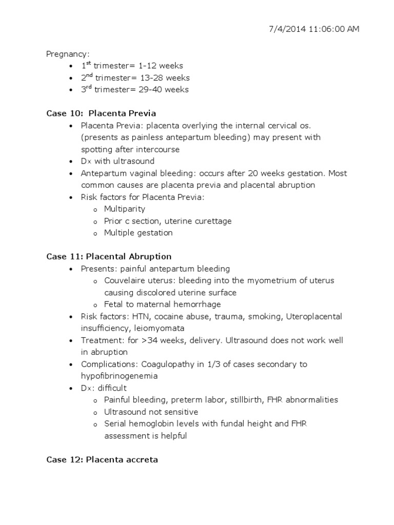Case 10: Placenta Previa: ST ND RD | PDF | Human Reproduction | Health ...