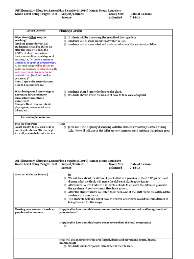 Plant Lesson | PDF | Gardens | Lesson Plan