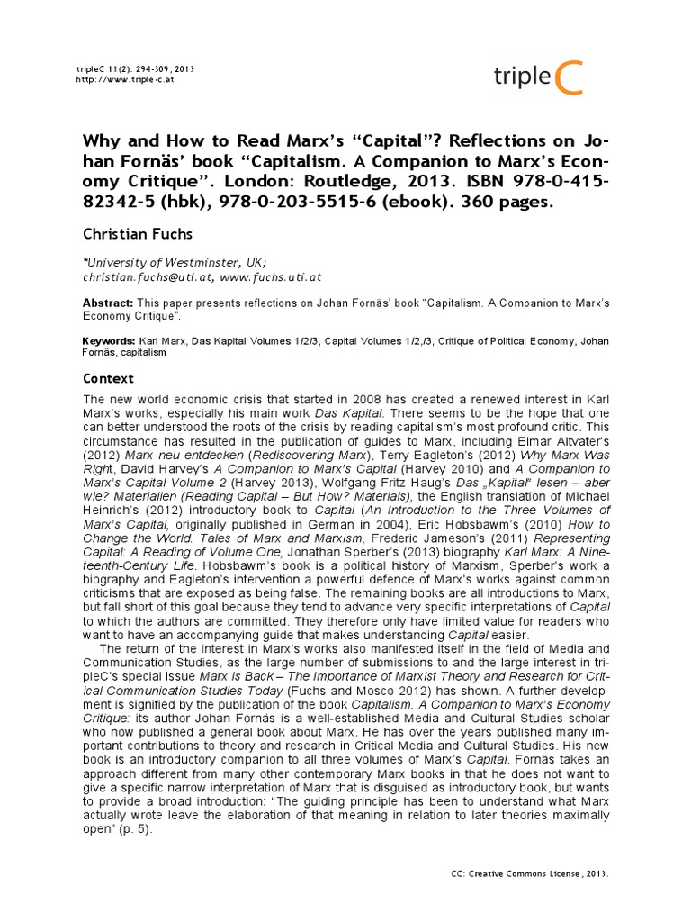 Why and How To Read Marx's "Capital" | PDF | Capitalism | Karl Marx