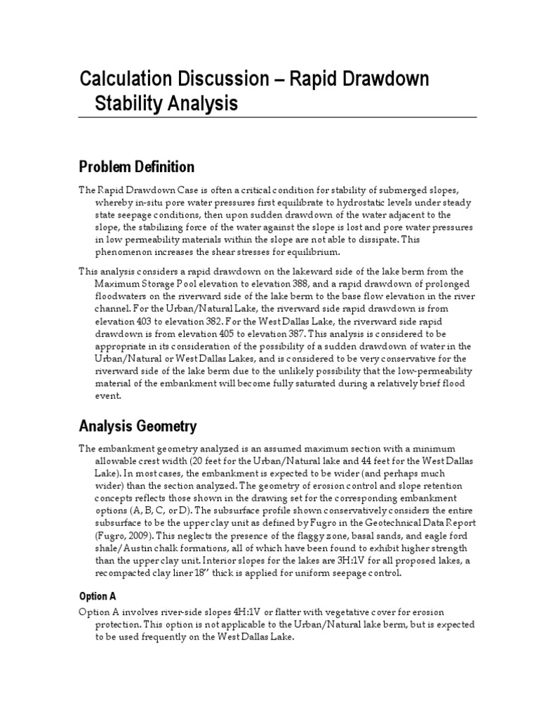 Calculation Discussion - Rapid Drawdown | PDF | Geotechnical ...