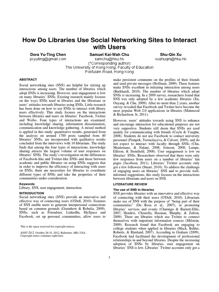 How Do Libraries Use Social Networking Sites To Interact With Users ...