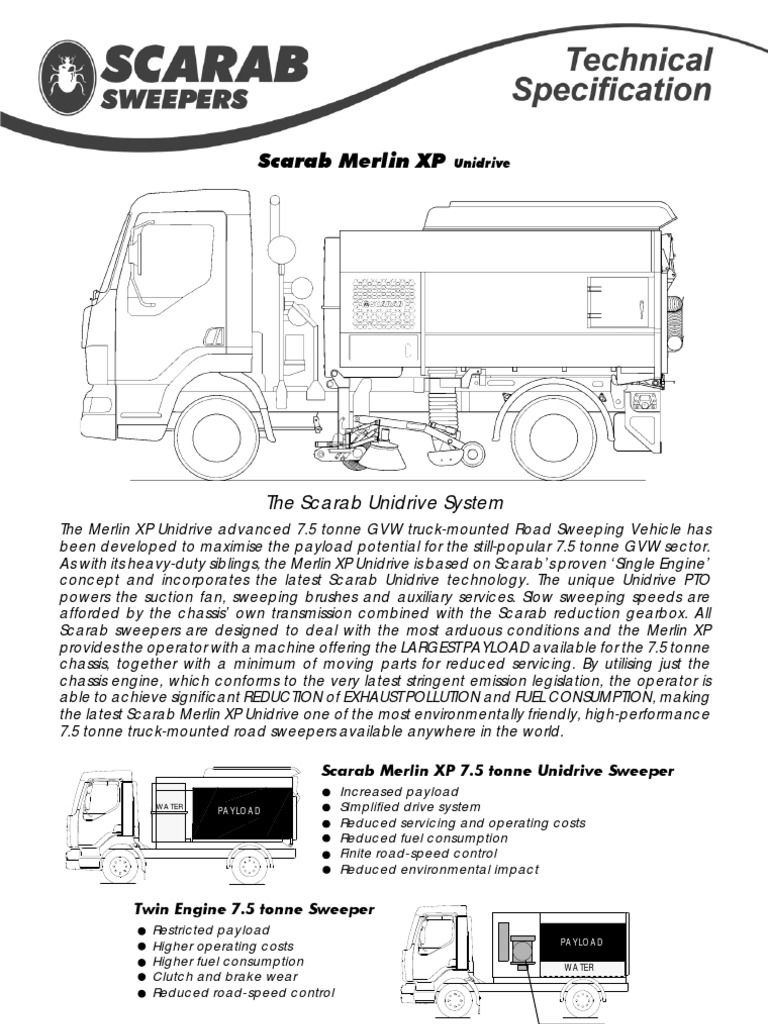 Scarab Merlin XP Road Sweeper Overview | PDF | Transmission (Mechanics ...
