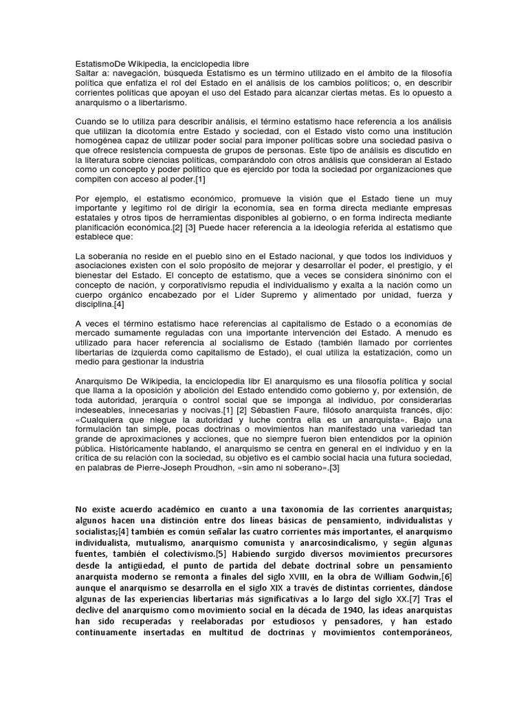 Filosofía del Estatismo y Anarquismo | PDF | Estatismo | Anarquismo