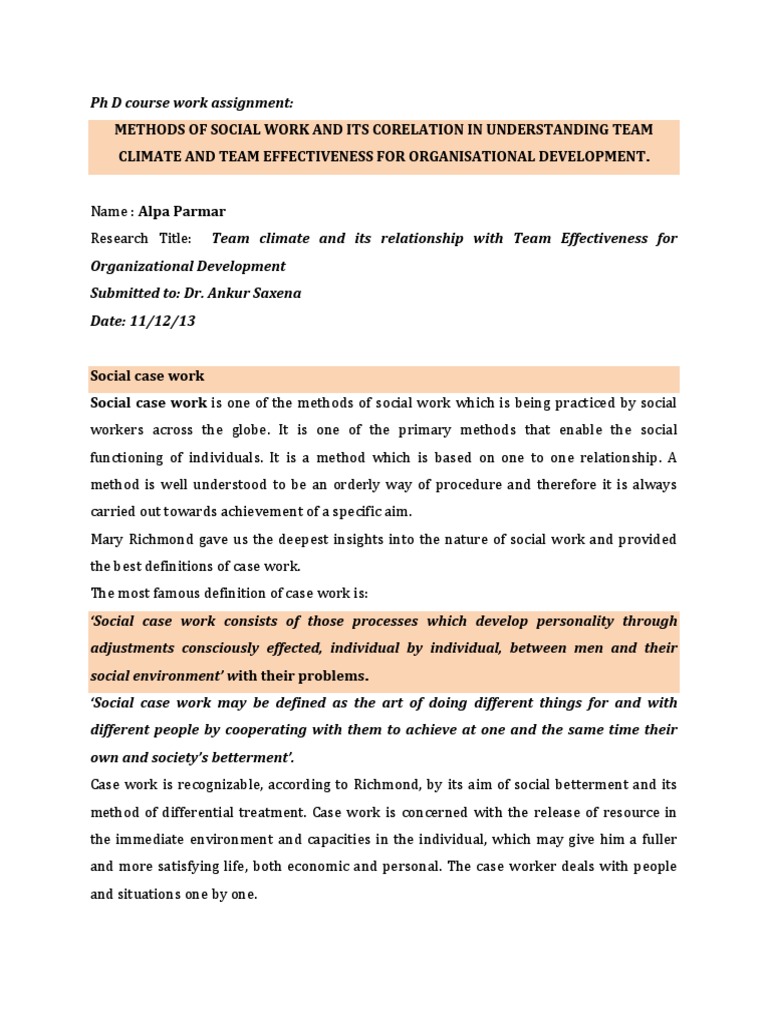 Social Work Assignment 1 10-12-2013 | Social Group | Community