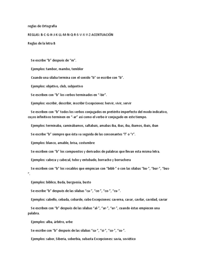 Reglas de Ortografía: Uso de B, C, G, H | PDF | Lexicología | Palabra