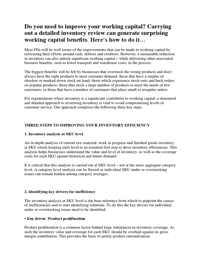 Working Capital Inventory | PDF | Inventory | Supply Chain