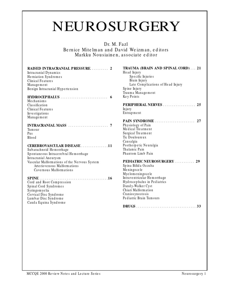 Neurosurgery Overview and Management | PDF | Cerebrospinal Fluid ...