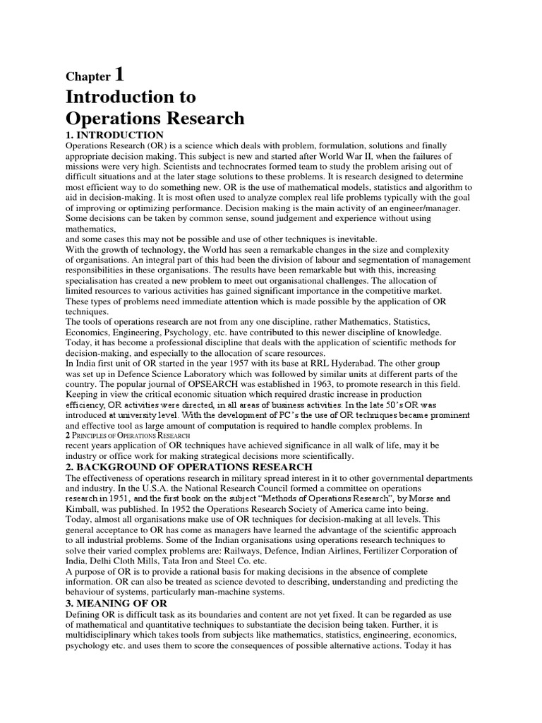 Chapter 1 | PDF | Operations Research | Mathematical Optimization