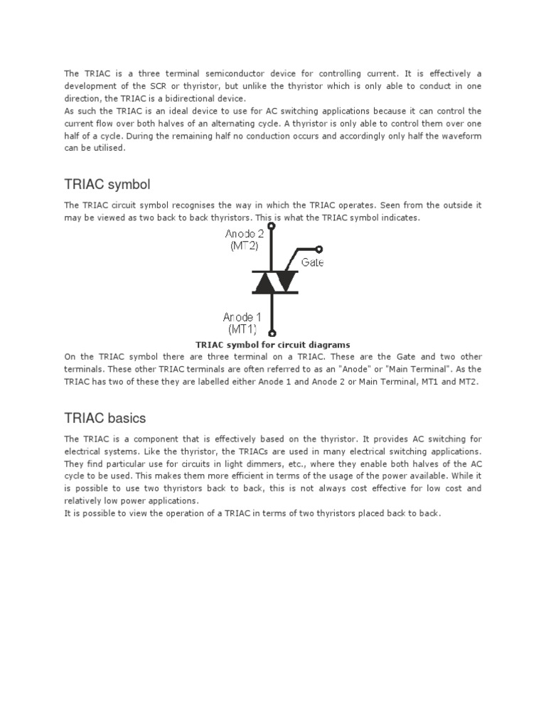 TRIAC | PDF | Manufactured Goods | Semiconductors