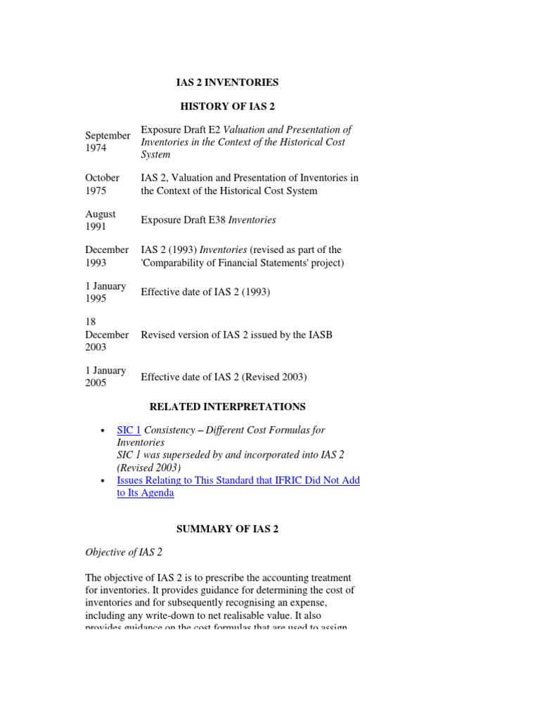 A Comprehensive Summary of IAS 2 Inventories: History, Scope ...