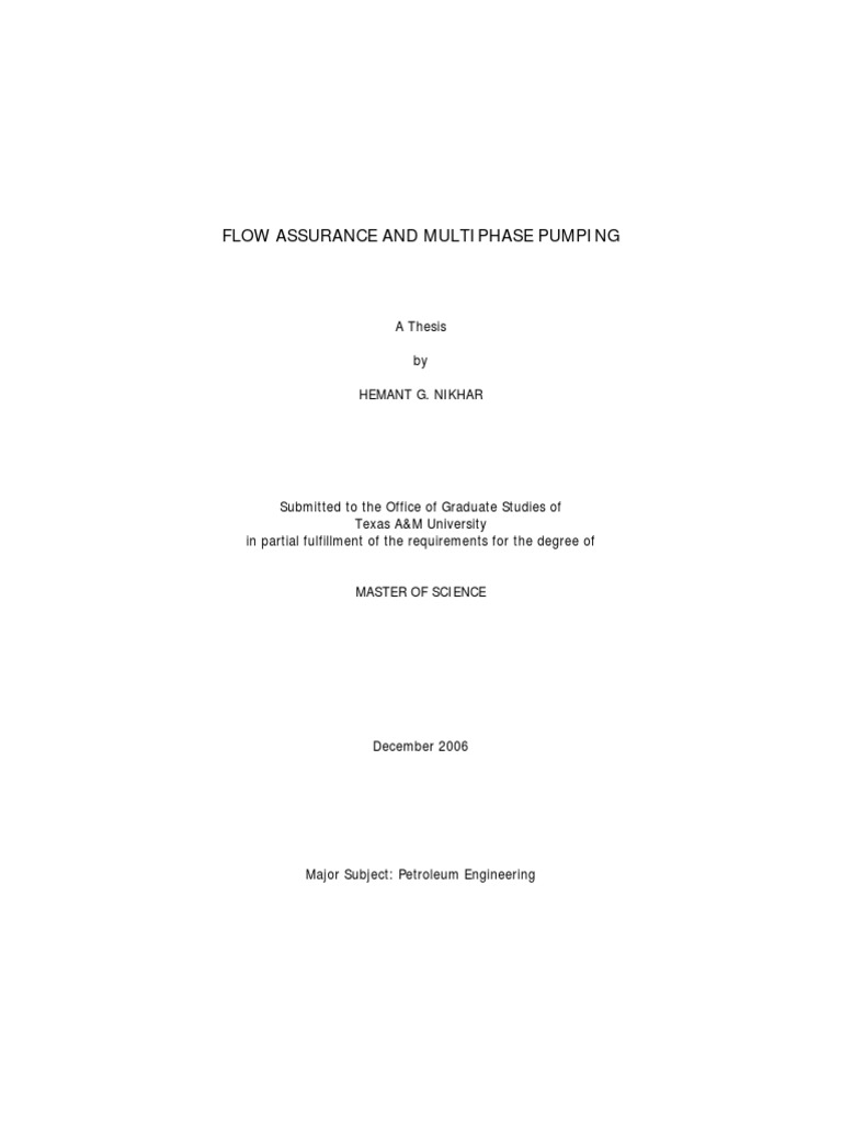 Flow Assurance and Multiphase Pumping | PDF | Petroleum Reservoir ...