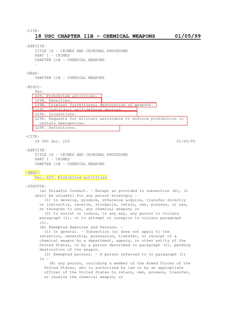 18 Usc Chapter 11B - Chemical Weapons 01/05/99 | PDF | Asset Forfeiture ...