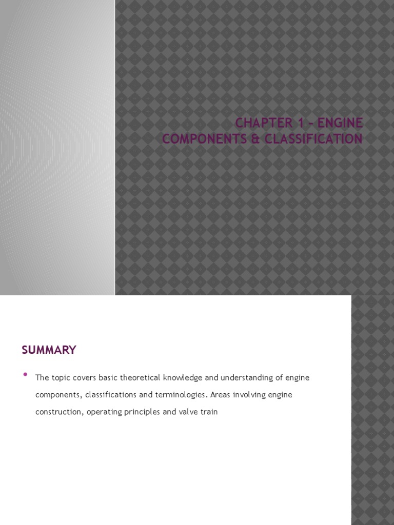 Chapter 1 - Engine Components and Classification | PDF | Internal ...