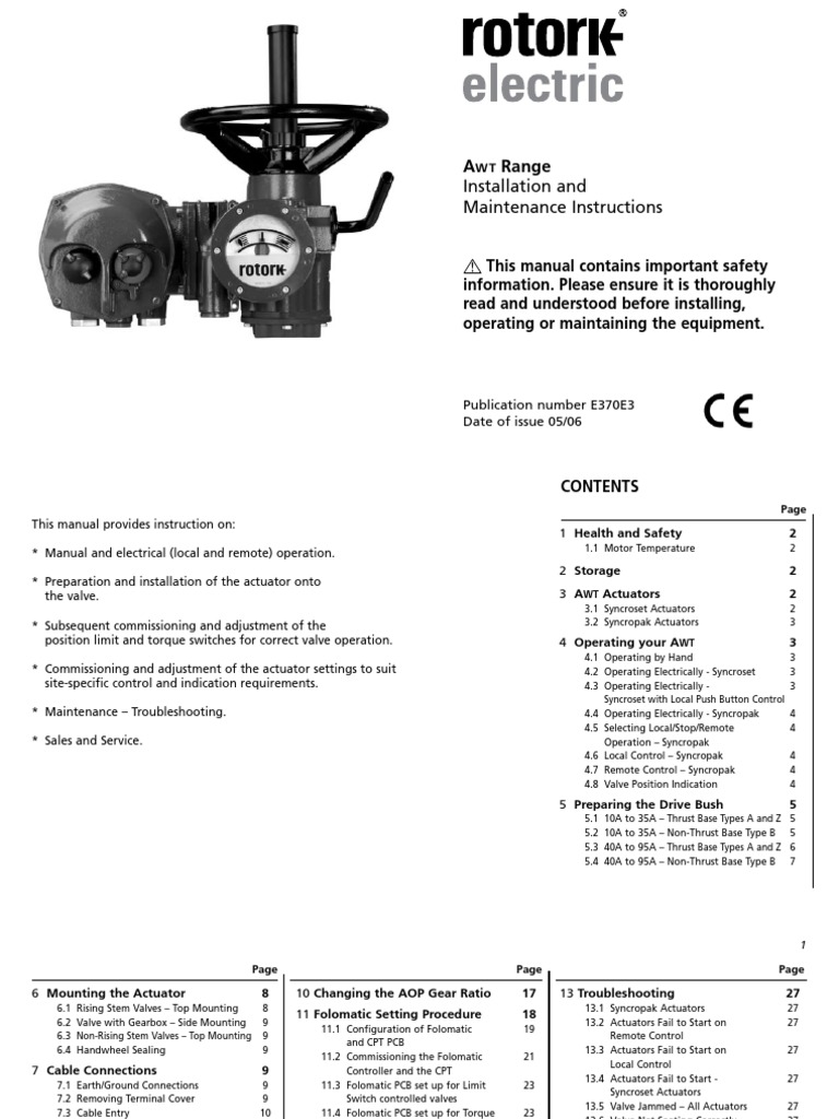 Rotork E370E AWT Range Installation and Maintenance Instruction | PDF ...