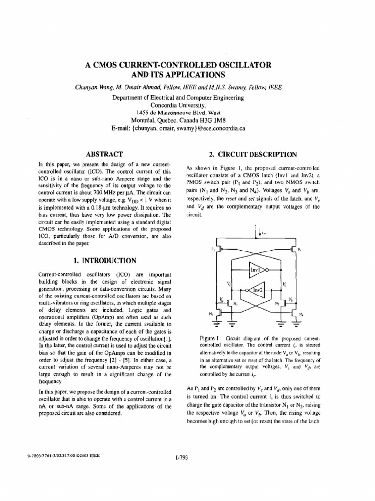 Current Controlled Oscillator | PDF | Mosfet | Electronic Circuits