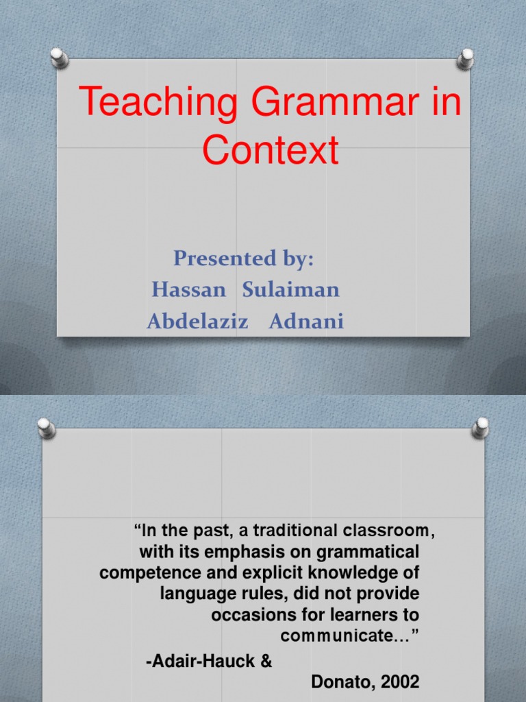 Teaching Grammar in Context | PDF | Ellipsis | Second Language