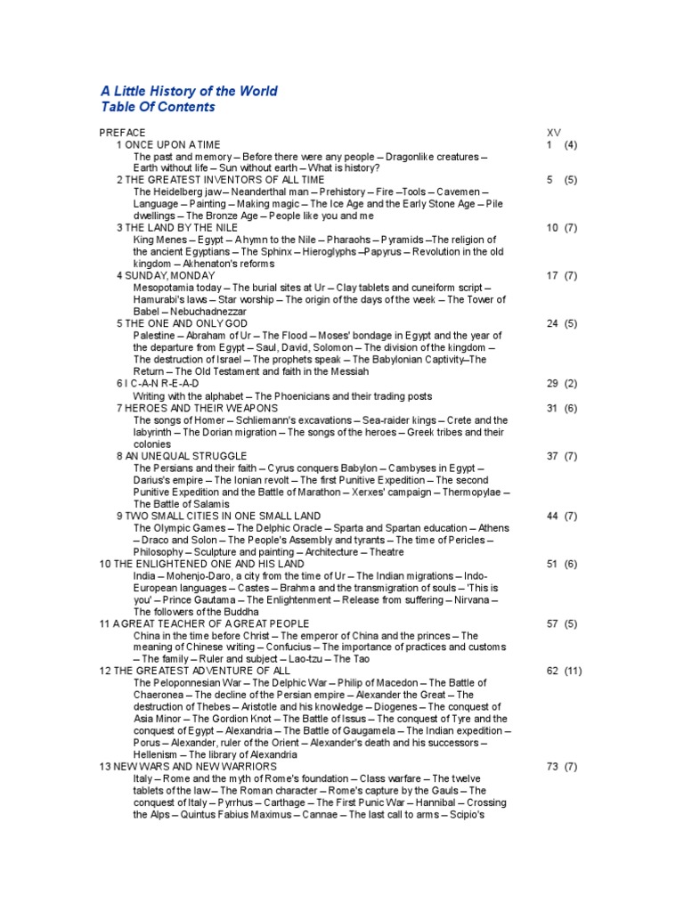 A Little History of The World-Table of Contents | Download Free PDF ...