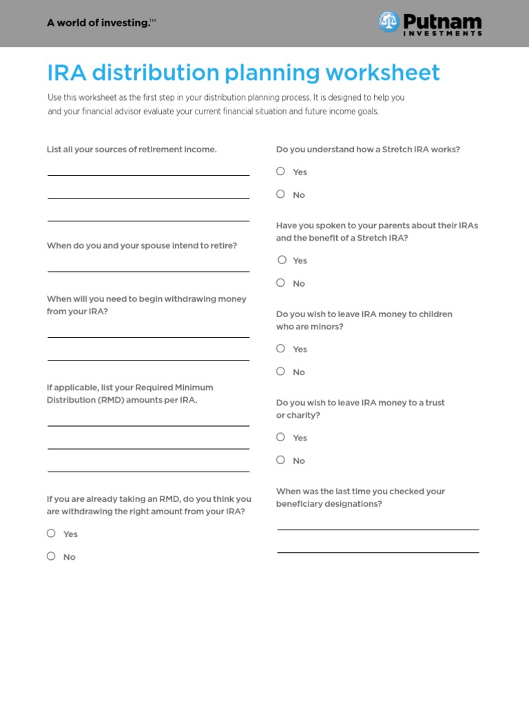 IRA Distribution Planning Worksheet | PDF | Individual Retirement ...