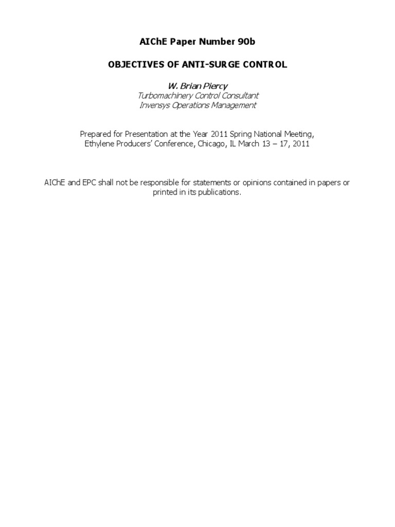 AIChE Surge Control Paper | PDF | Gas Compressor | Chemical Engineering