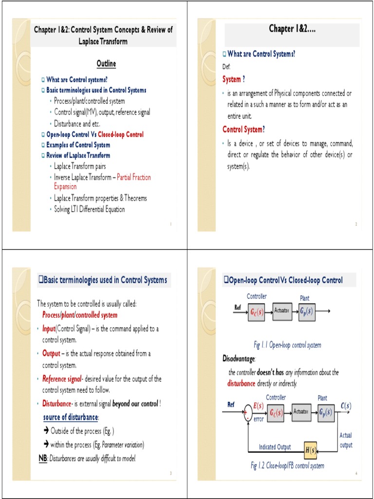 Chapter 1& 2 Control System Concepts and Review of Laplace Transform | PDF | Control Theory ...