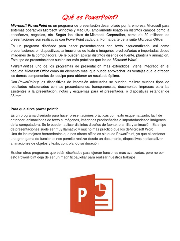 Qué es PowerPoint y para qué sirve | PDF | Microsoft PowerPoint ...