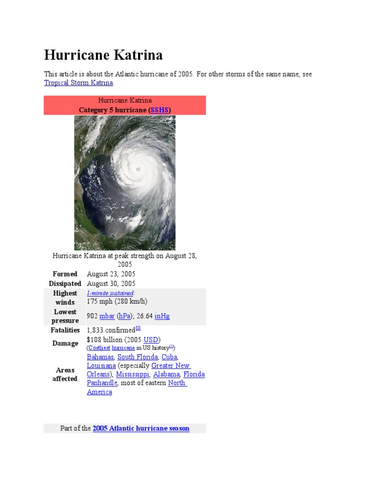 Hurricane | PDF | Tropical Cyclones | Hurricane Katrina