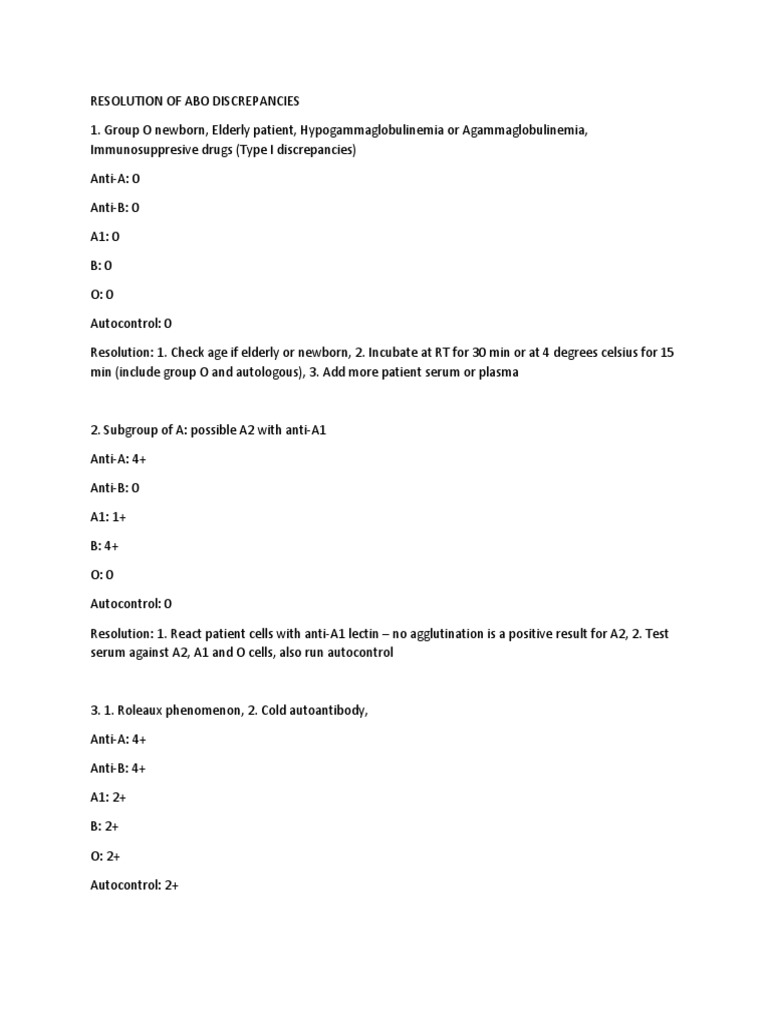 Resolution of Abo Discrepancies | PDF