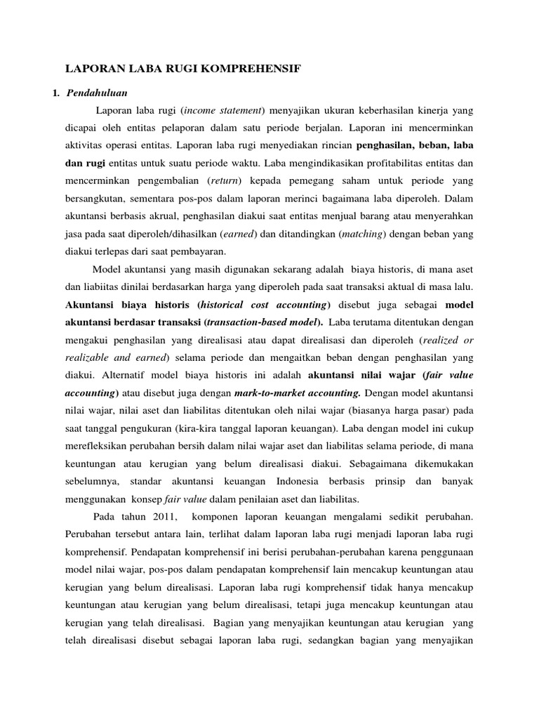 Laporan Laba Rugi Komprehensif | PDF