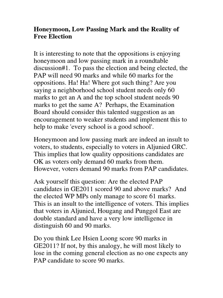 Election Standards: PAP vs. Opposition | PDF | Economic Equilibrium ...
