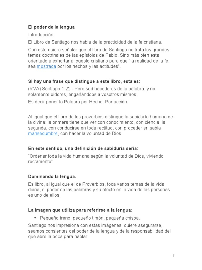 El Poder de La Lengua | PDF | Libro de proverbios | Fe