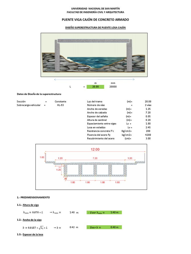 Diseño Puente Viga Cajón | Materiales | Ingeniería de Edificación